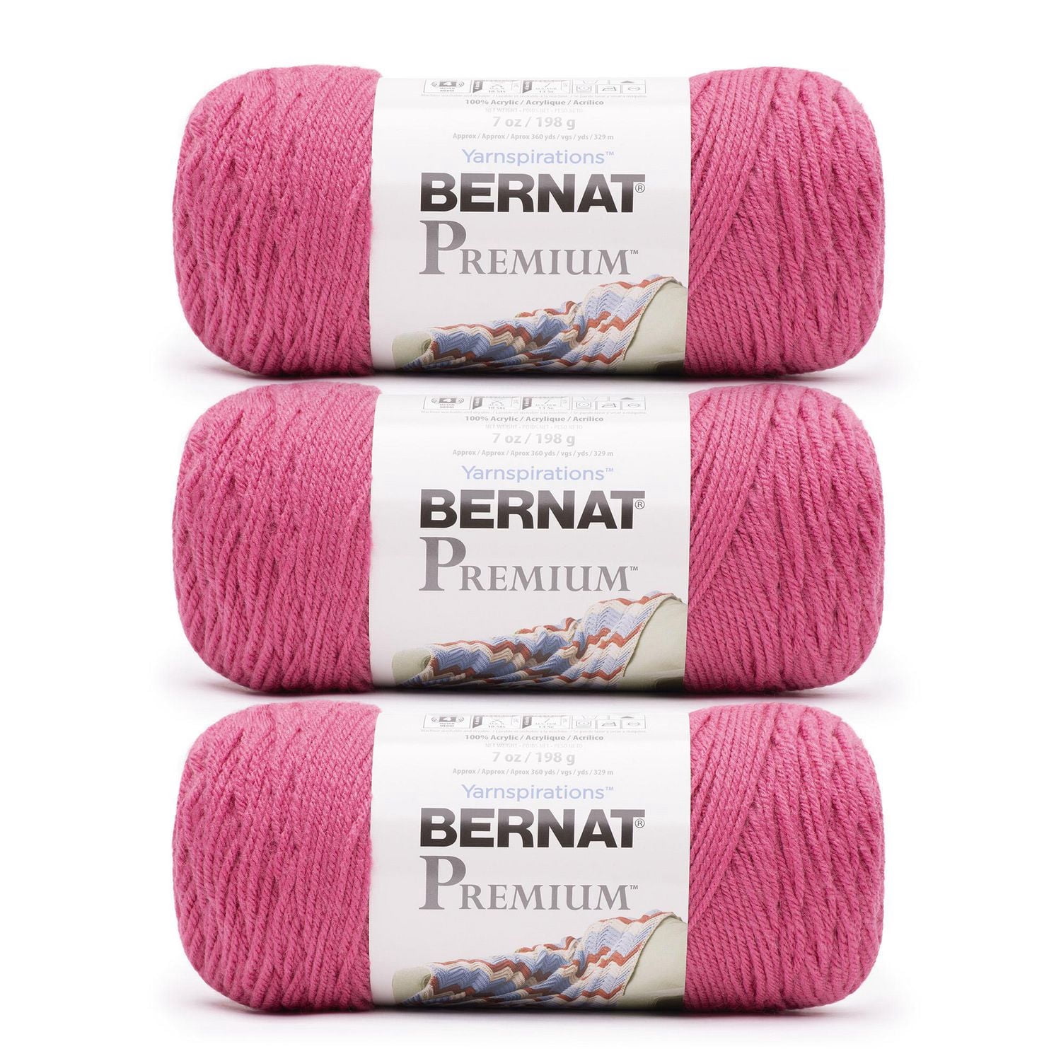 Bernat® Premium™ Yarn (3 Pack), Acrylic #4 Medium, 7oz/198g, 360 Yards ...