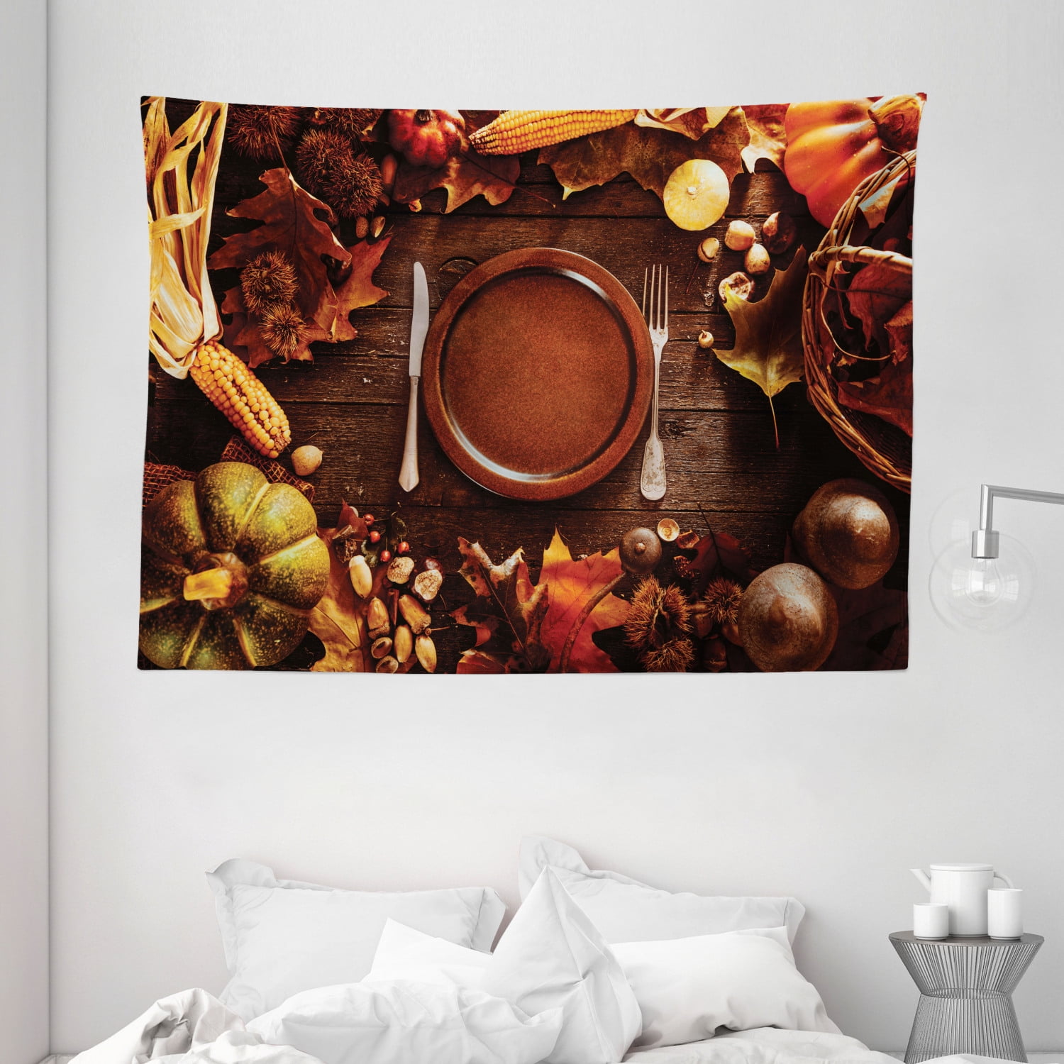 Harvest Tapestry, Dinner at Thanksgiving Fall Color Theme Plate and ...