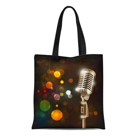 JSDART Canvas Tote Bag Karaoke of Vintage Microphone on Abstract Bokeh ...