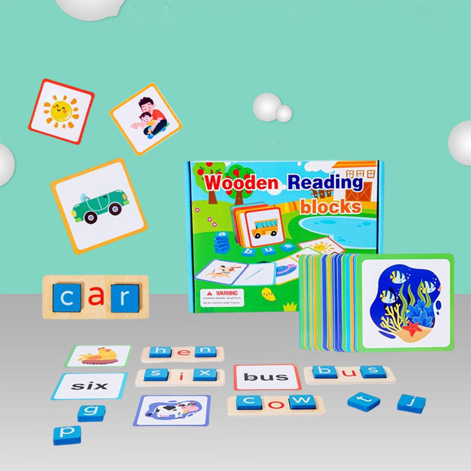 Juego De Ortografía De Bloques De Madera Con Palabras De Tarjetas Flash ...