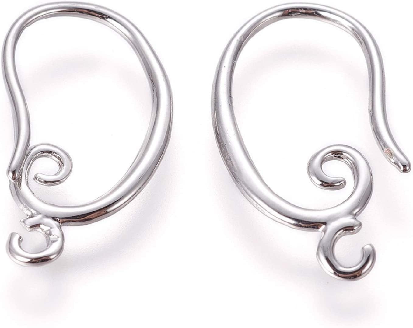 60Pcs Platinum Metal Earring Hooks Brass Curved Fish Hook Ear Wires ...