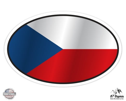 Czech Republic Flag Oval - 12" Vinyl Sticker Waterproof Decal - Walmart.com