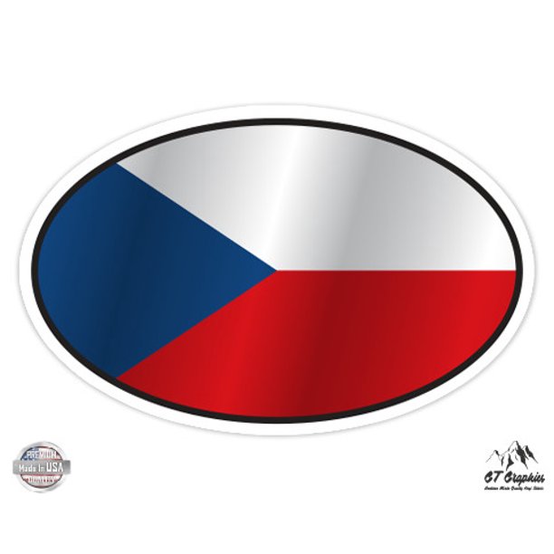Czech Republic Flag Oval - 3" Vinyl Sticker - For Car Laptop I-Pad ...