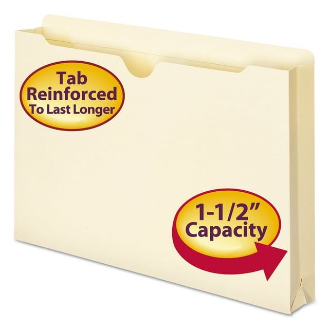 Smead 1 1/2" Expansion File Jackets, Legal, Manila, 50ct. - Samsclub.com