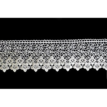 Altotux 3" inches White and Ivory Floral Venice Lace Trim By Yard ...