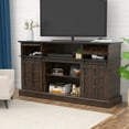 LGHM Farmhouse TV Stand, 65" Espresso Wood Console with Sliding Barn ...