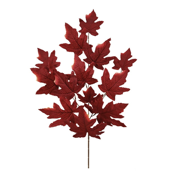 (1Individual) (burgundy) Faux Red Maple LeafAutumn leaves decoration ...