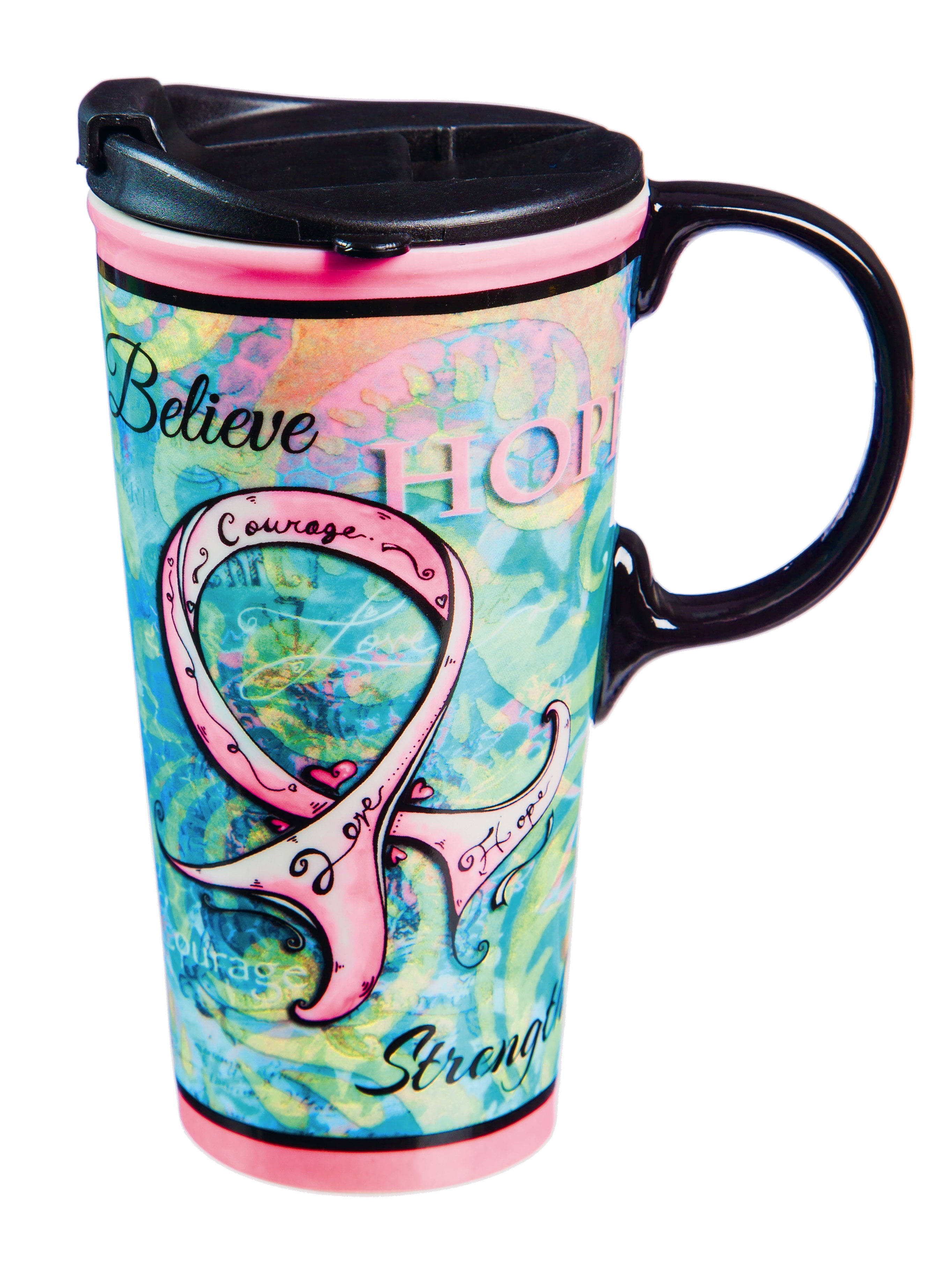 Ceramic Hope, Courage, Strength Travel Coffee Mug, 17 ounces - Walmart.com