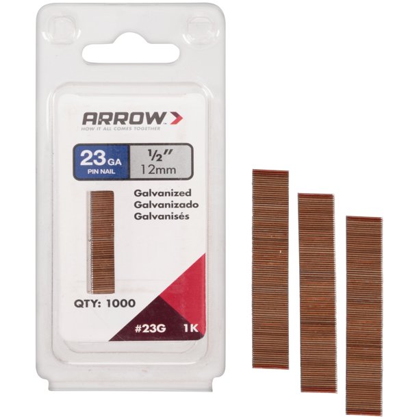 Arrow? 1/2" 23GA Galvanized Pin Nails 1000 ct Pack - Walmart.com ...