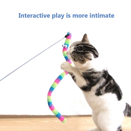 TB&W Funny Cat Stick w Crisp Bell Caterpillar Interactive Teaser Wand ...