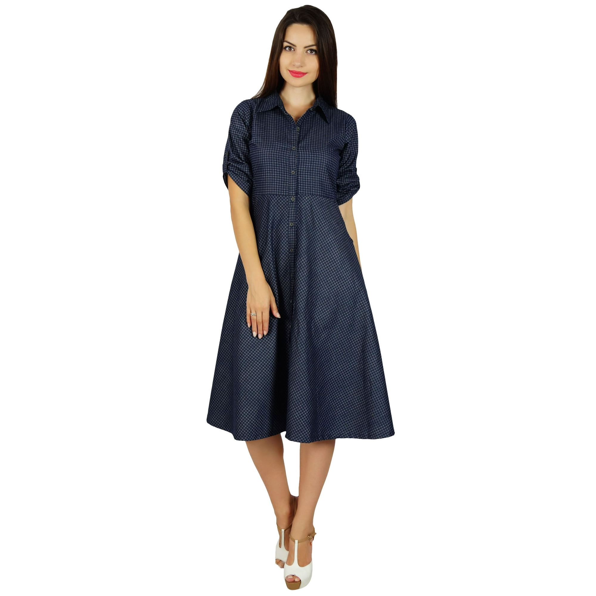 Click here for Bimba Womens Buttondown Chambray Shirt Dress With... prices