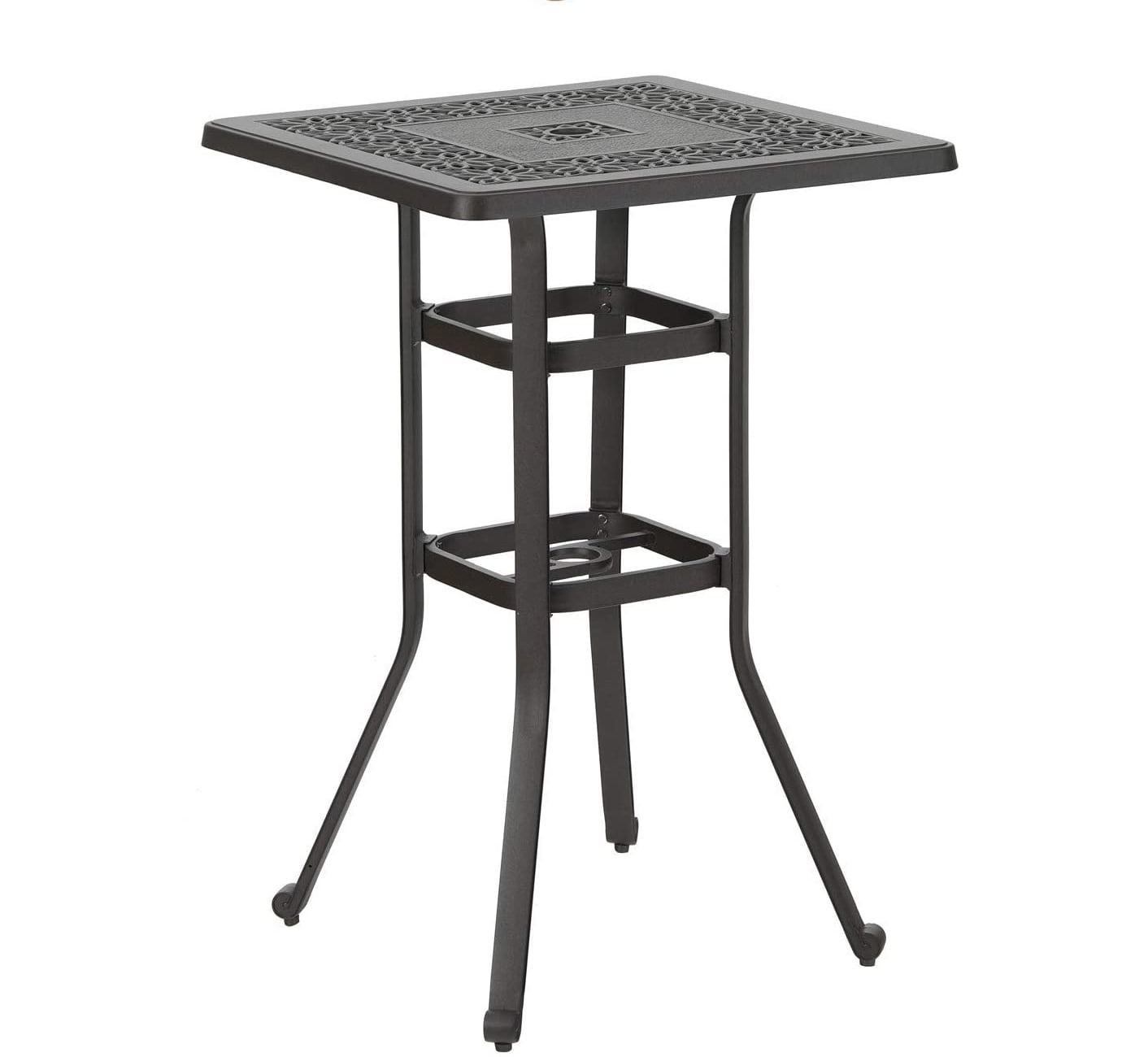 MF Studio Patio Bar Table With Umbrella Hole Outdoor Modern Cast