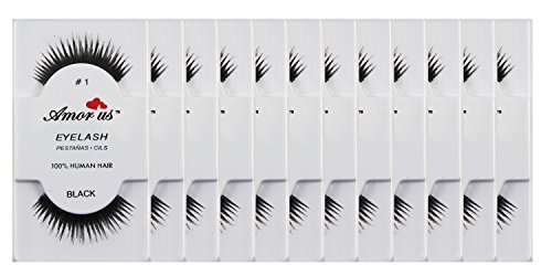 Amorus 100% Human Hair False Eyelashes #1 (12 Pack) Compare Red Cherry ...