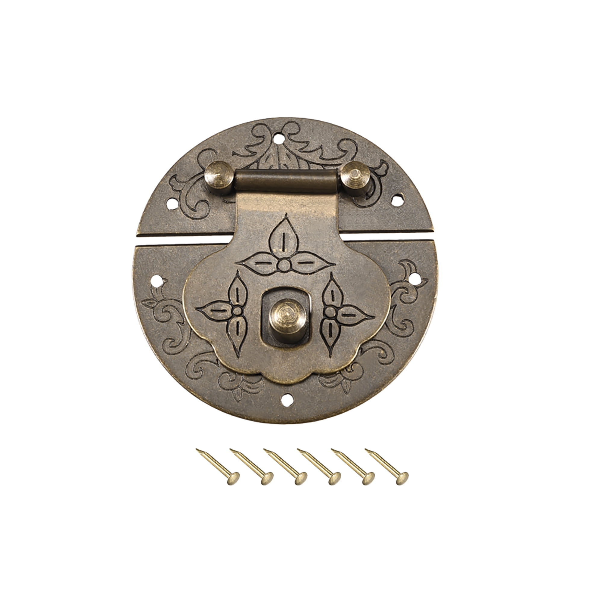 Wood Case Box Round Hasp 42x8.5mm Closure Brass Antique Latch Bronze ...