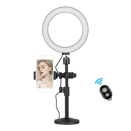 20cm Bi-color Dimmable Tabletop LED Ring Light Kit with Mini Ball Head ...