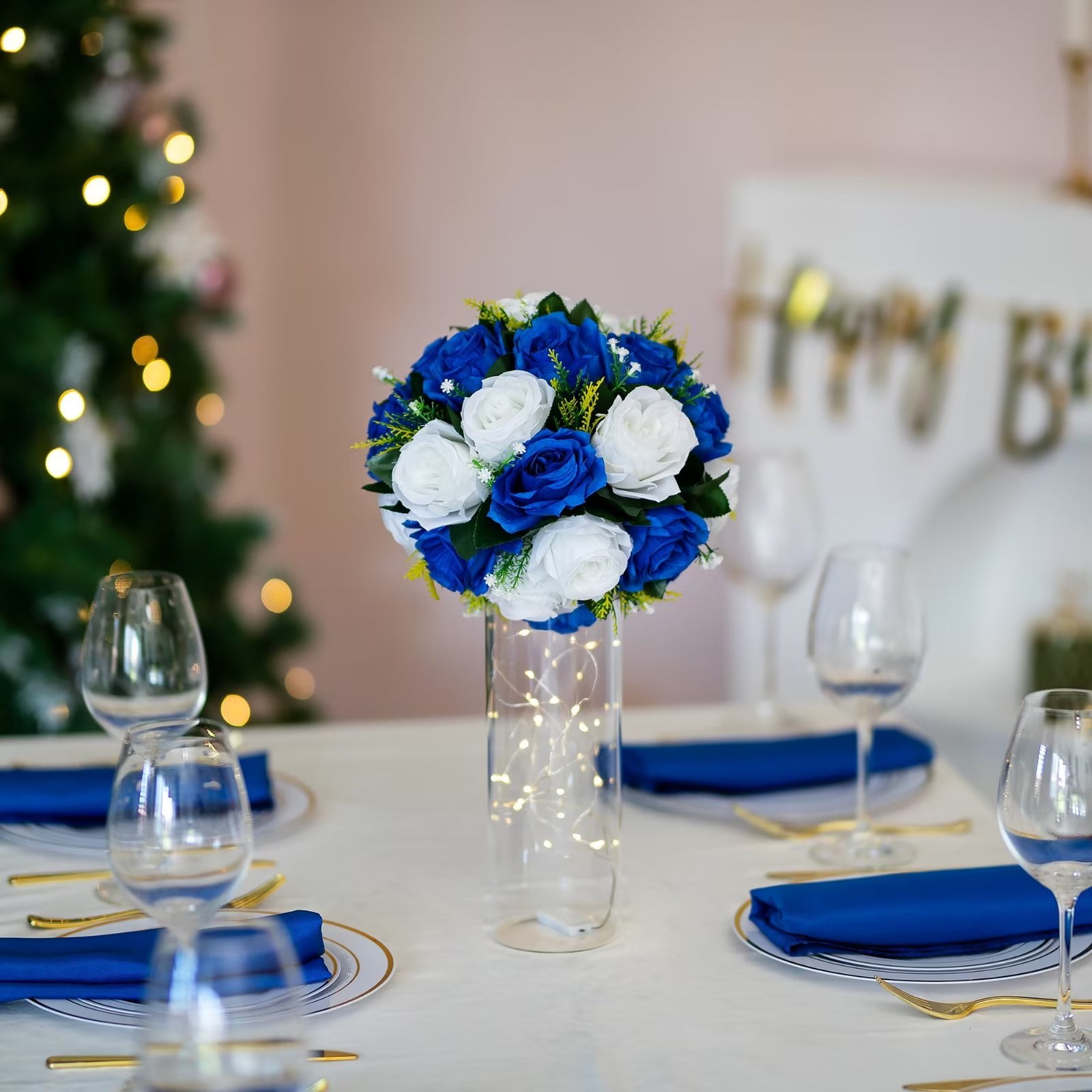 Blue And White Flower Centerpieces