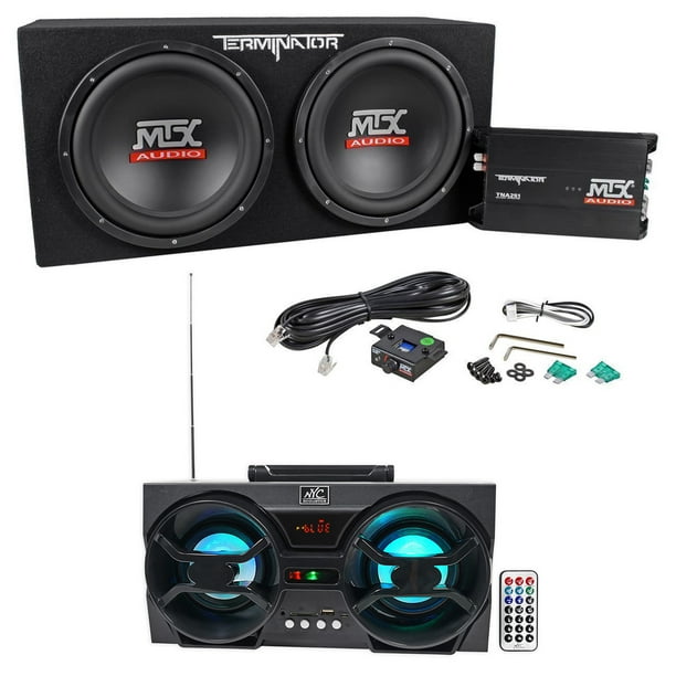 MTX Terminator TNP212D2 1200w Dual 12” Subwoofers/Box/Amp Package+Free ...