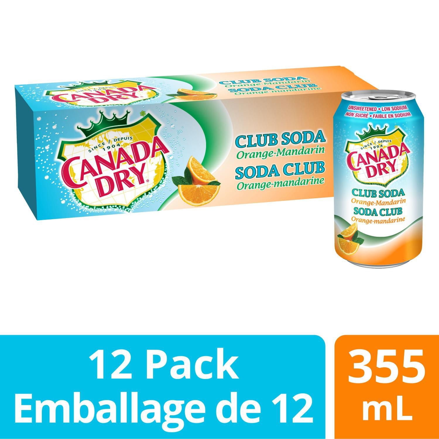 Canada Dry® Club Soda Orange-Mandarin 355 mL Cans, 12 Pack - Walmart.ca
