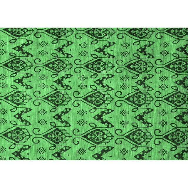 Ahgly Company Machine Washable Indoor Rectangle Abstract Emerald Green ...