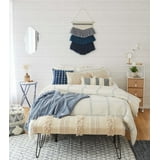 Dormify Truly Soft Full/Queen Comforter & Sham Set, Ivory/Blue Plaid Pattern, Cotton Blend ...