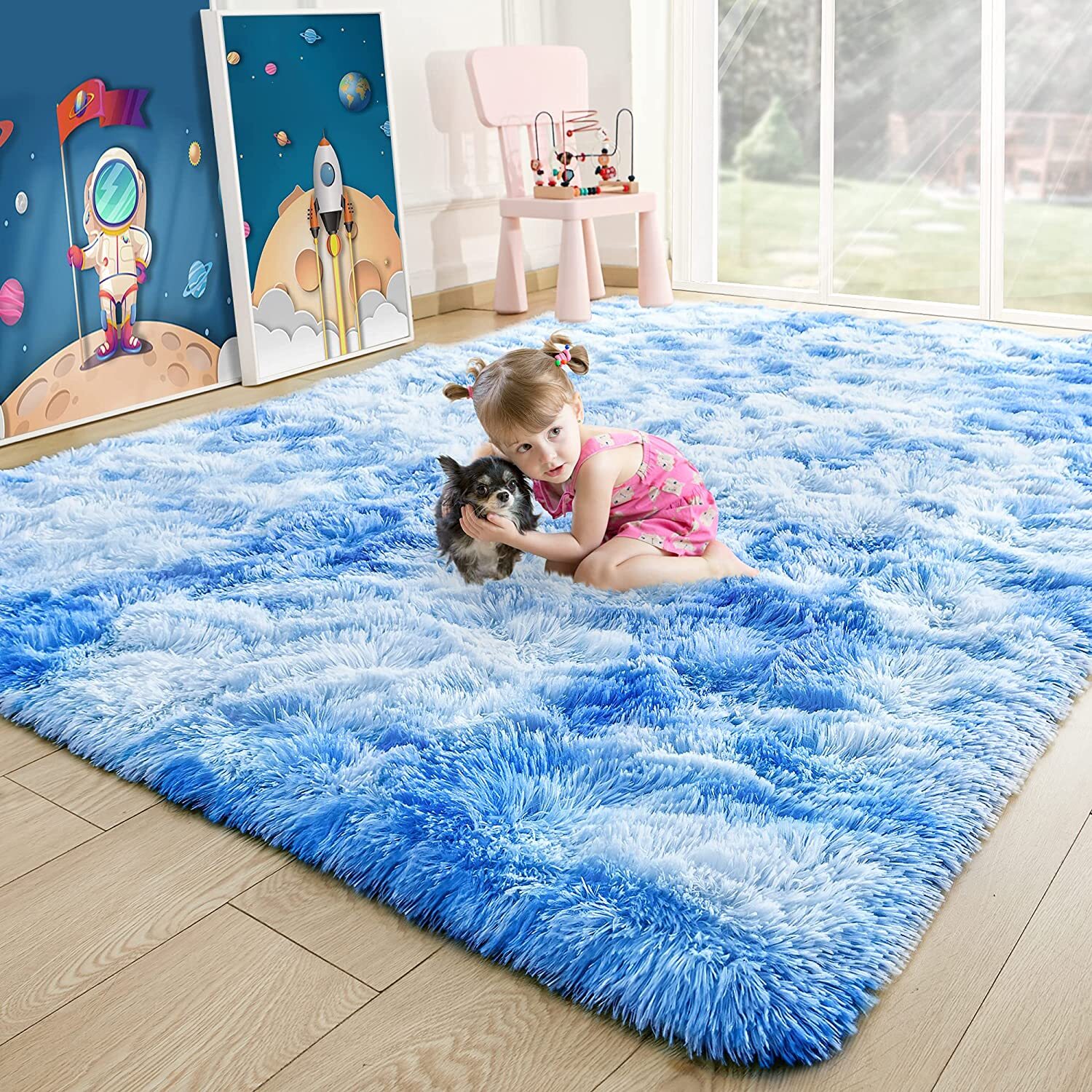 Dwelke Soft Colorful Rugs for Girls Room, Fluffy Rainbow Area rug Cute ...