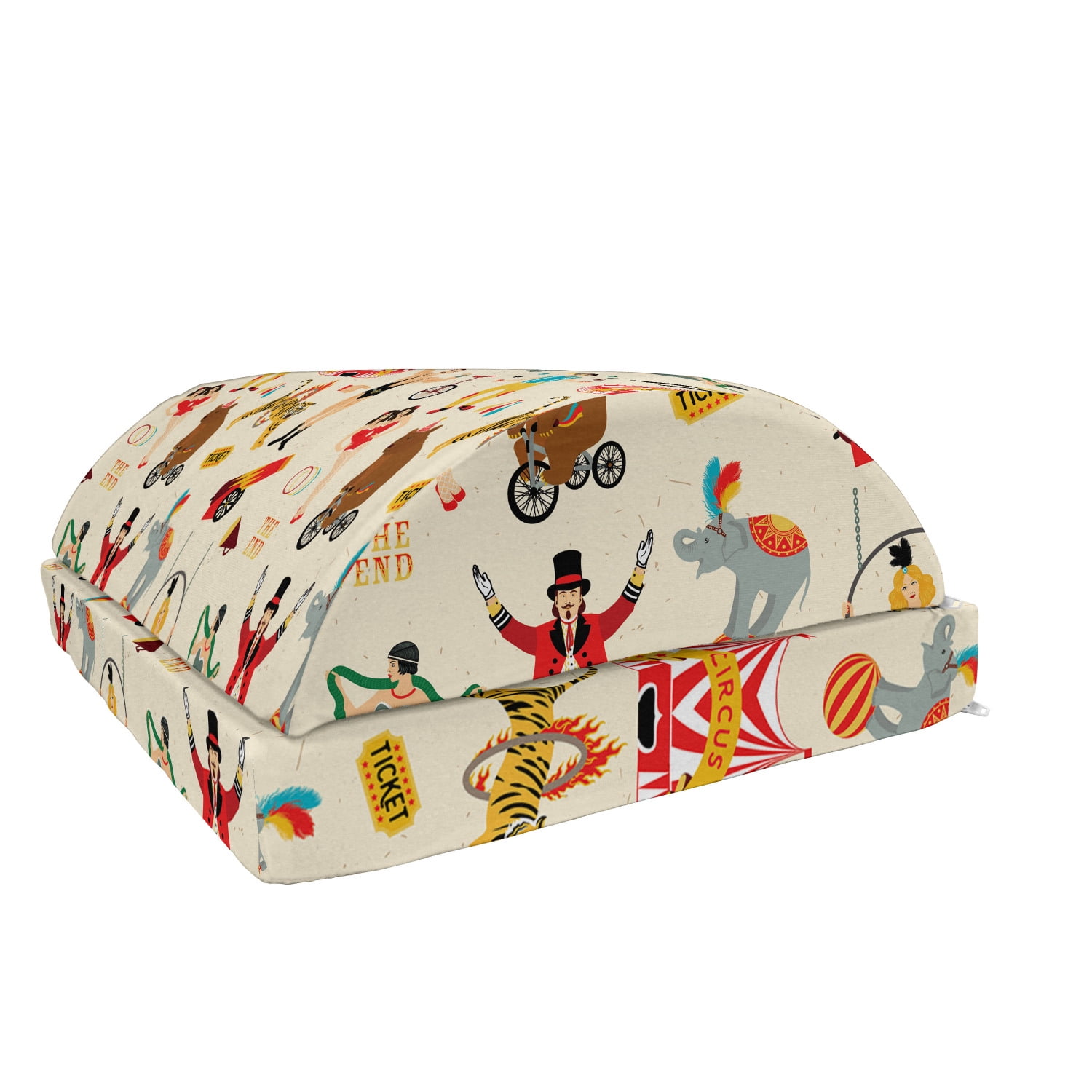 Circus Foot Rest, Colorful Retro Circus as Bear Riding Tricycle Siamese ...
