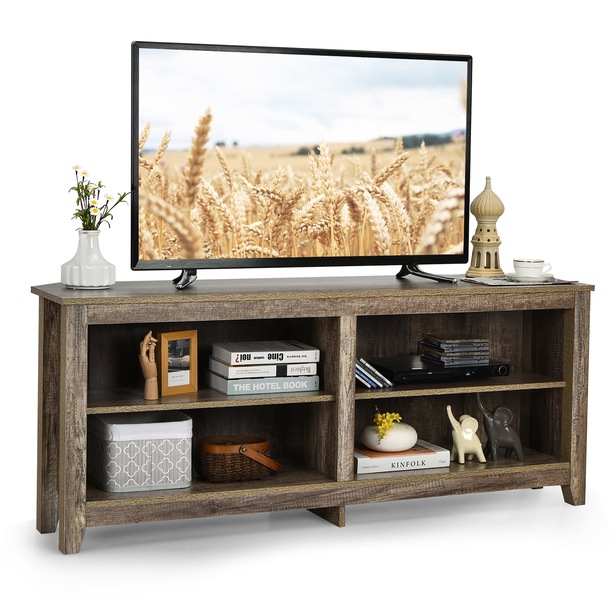 Click here for Costway 58 Corner Tv Stand 4 Cubby Entertainment M... prices