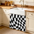 Black White Grid Cabinet Curtains 35" W x 35" L, Deformed Color Block ...