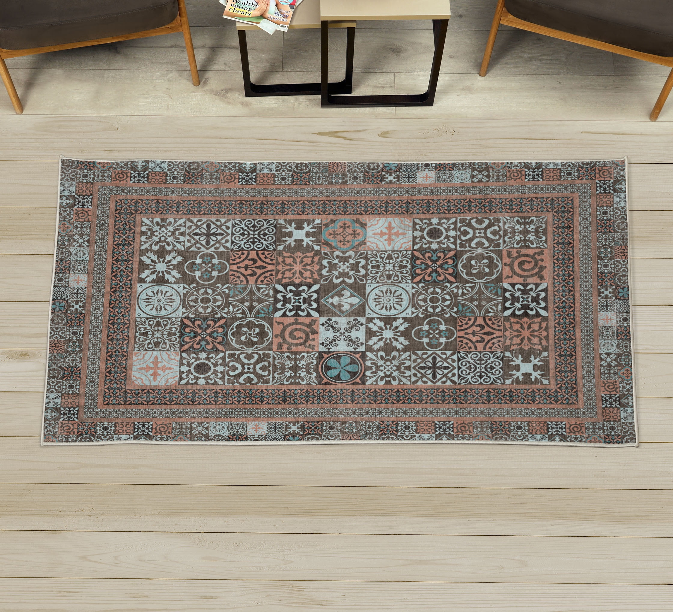 Ethnic Decorative Rug, Moroccan and Spanish Tiles Inspired Folkloric ...