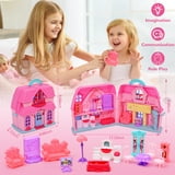 TOPFOX Mini Doll House 2 in 1 Portable Play House Set with Lights ...