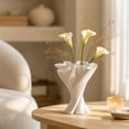 AOMXGD Twisted White Ceramic Vase Decor For Living Room Abstract Curved ...