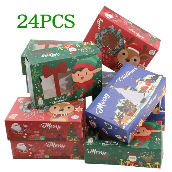 Christmas Gift Boxes with Lids, Set of 3 Retro Kraft Holiday Decorative ...
