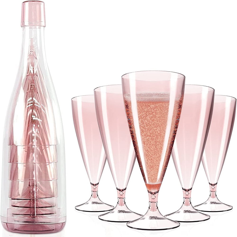 Plastic Champagne Flutes,Wine Glasses,Reusable Plastic Cups with ...