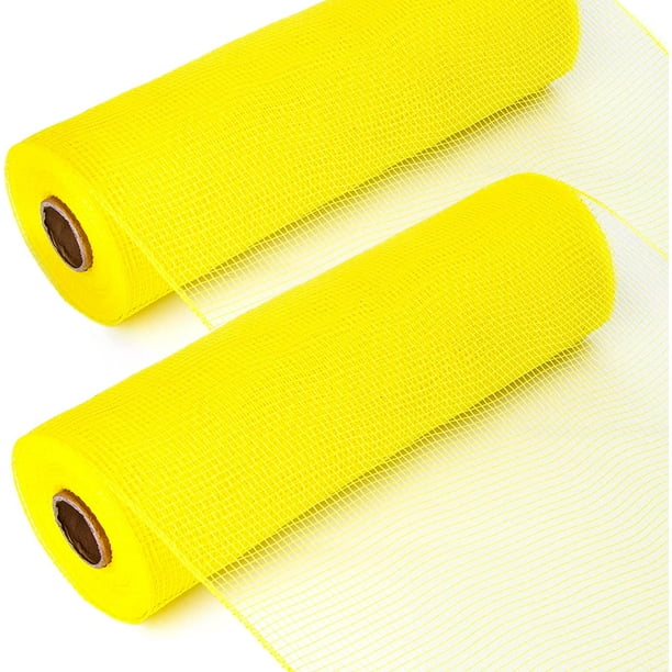 2 Rolls Yellow Mesh Ribbon,10 inch x 30 feet(10Yard) Per Roll, Use for ...