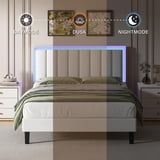 4 Ever Winner Twin Bed Frame with LED Light Headboard, White, Modern ...