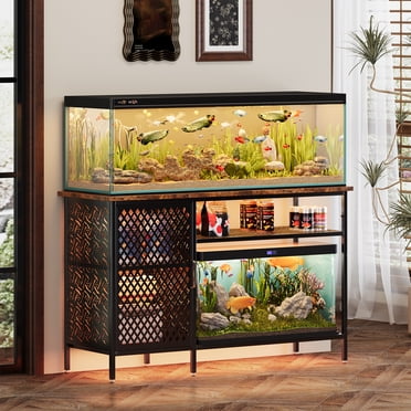 Dextrus 55-75 Gallon Fish Tank Stand with Electrical Sockets & RGB ...