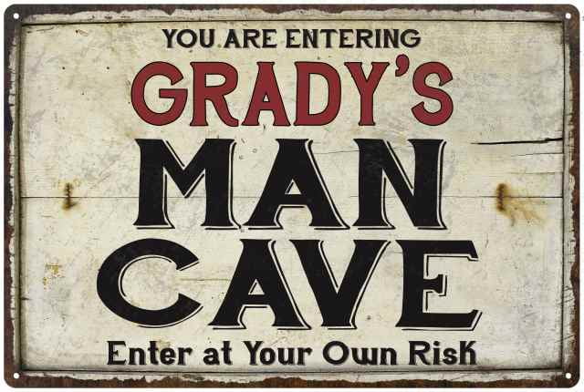 GRADY'S Man Cave Sign Rustic Garage Decor Gift 8x12 Metal 208120035462 ...