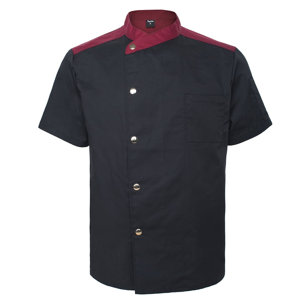 TopTie Unisex Short Sleeve Chef Coat Jacket, Black Snap - Walmart.com