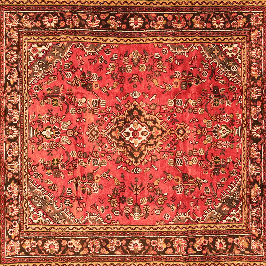 Ahgly Company Indoor Square Persian Orange Traditional Area Rugs, 7 ...