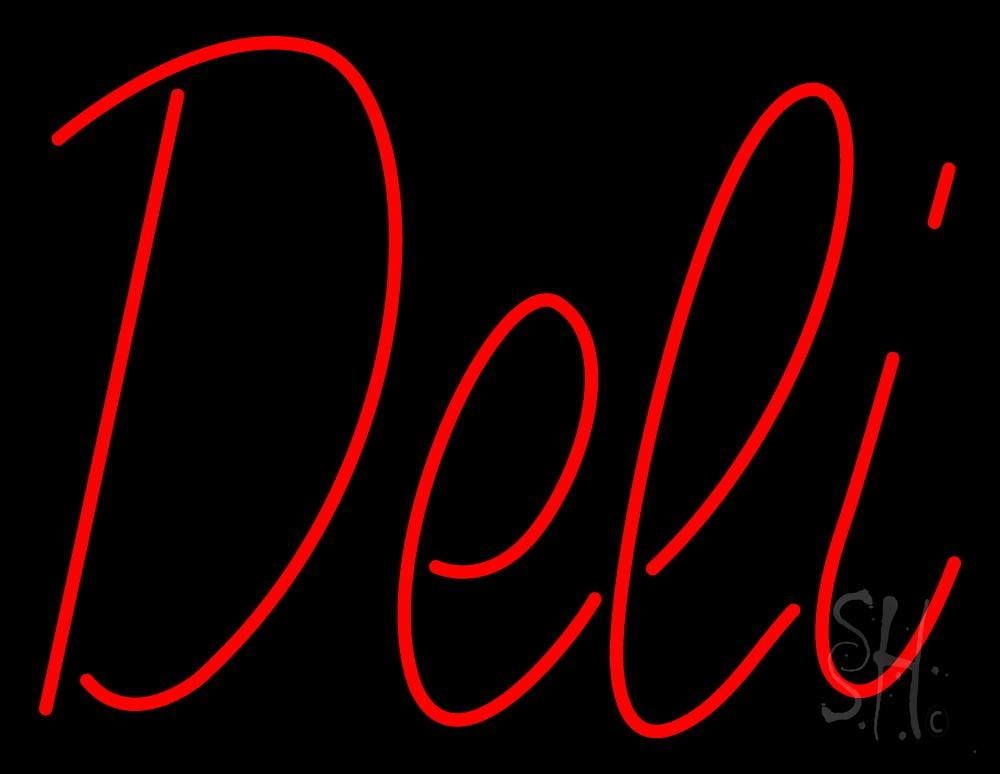 Cursive Red Deli LED Neon Sign 15 x 19 - inches, Clear Edge Cut Acrylic ...