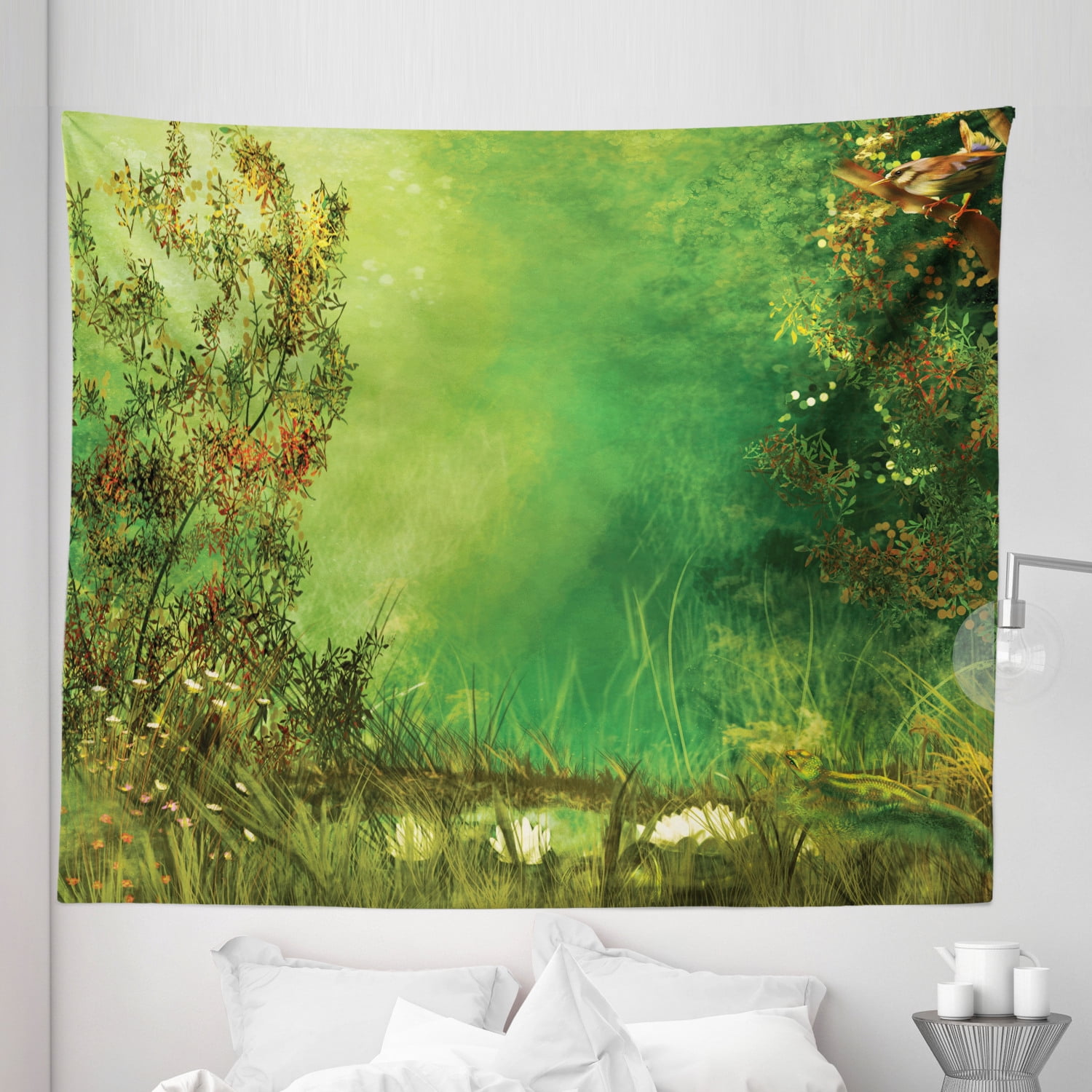 Rainforest Tapestry, Mystic Dreamland Butterflies Land Grass Flowers ...