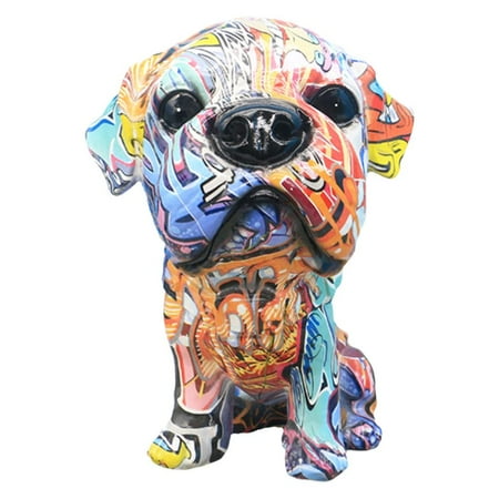 Colorful Graffiti Statue Dog Figurines Collectible Sculpture Animal ...