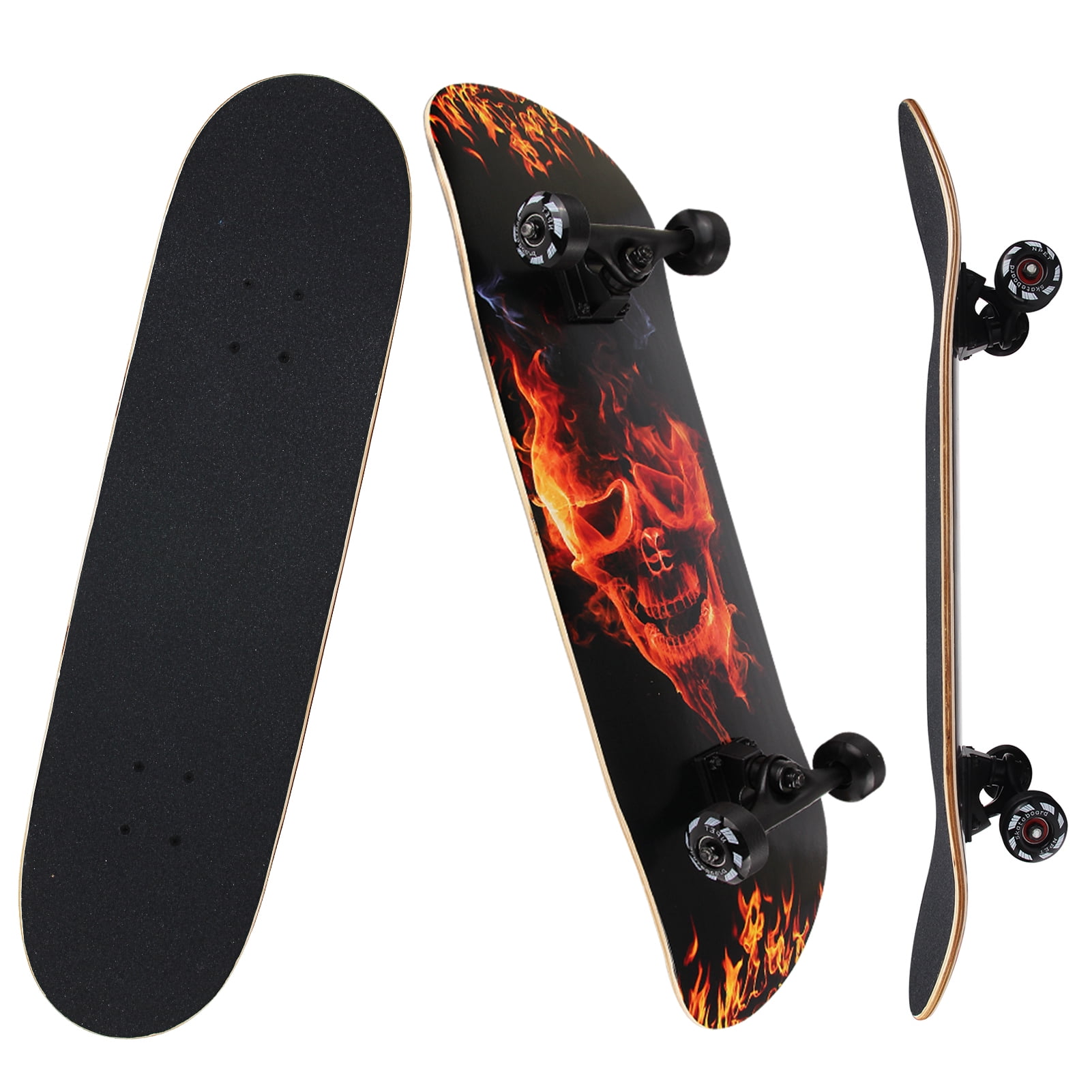 NPET Pro Skateboard Complete 31 Inch, 7 Layer Canadian Maple Double ...