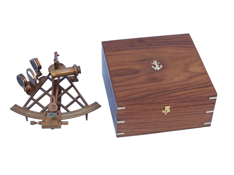 Admirals Antique Brass Sextant 12 W Rosewood Box Antique Brass Sextant