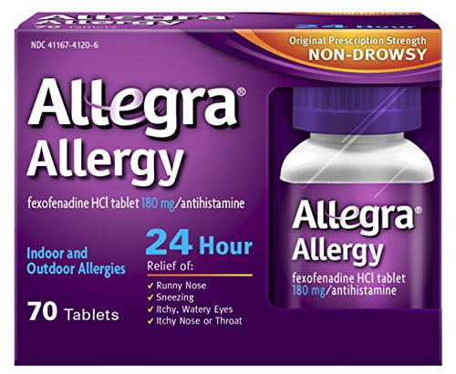 Allegra Adult 24 Hour Allergy Tablets, 180Mg, 70 Each - Walmart.com ...