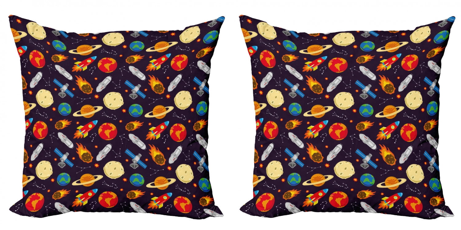 Ambesonne Space Throw Pillow Cover 2 Pack, Universe Theme Earth, 16 ...