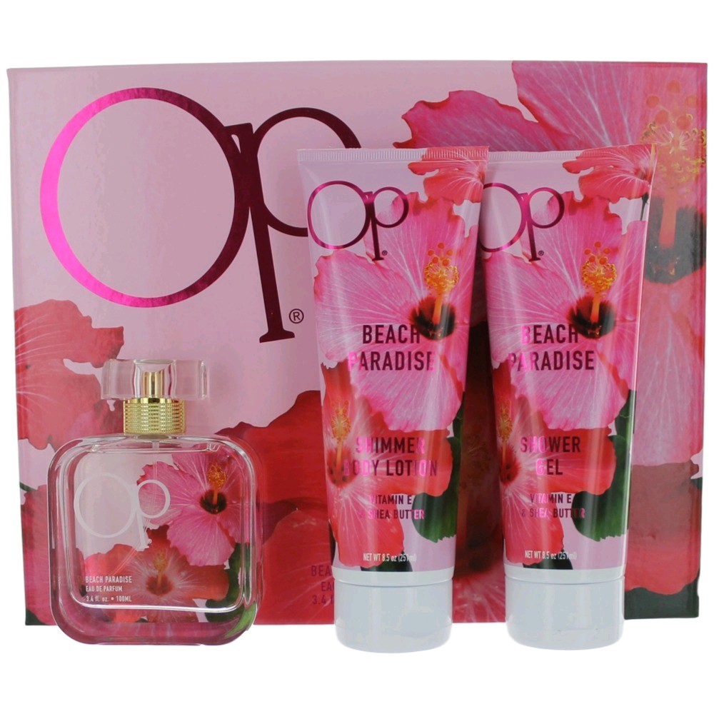 OP Beach Paradise Perfume by Ocean Pacific, 3 Piece Gift Set for Women ...