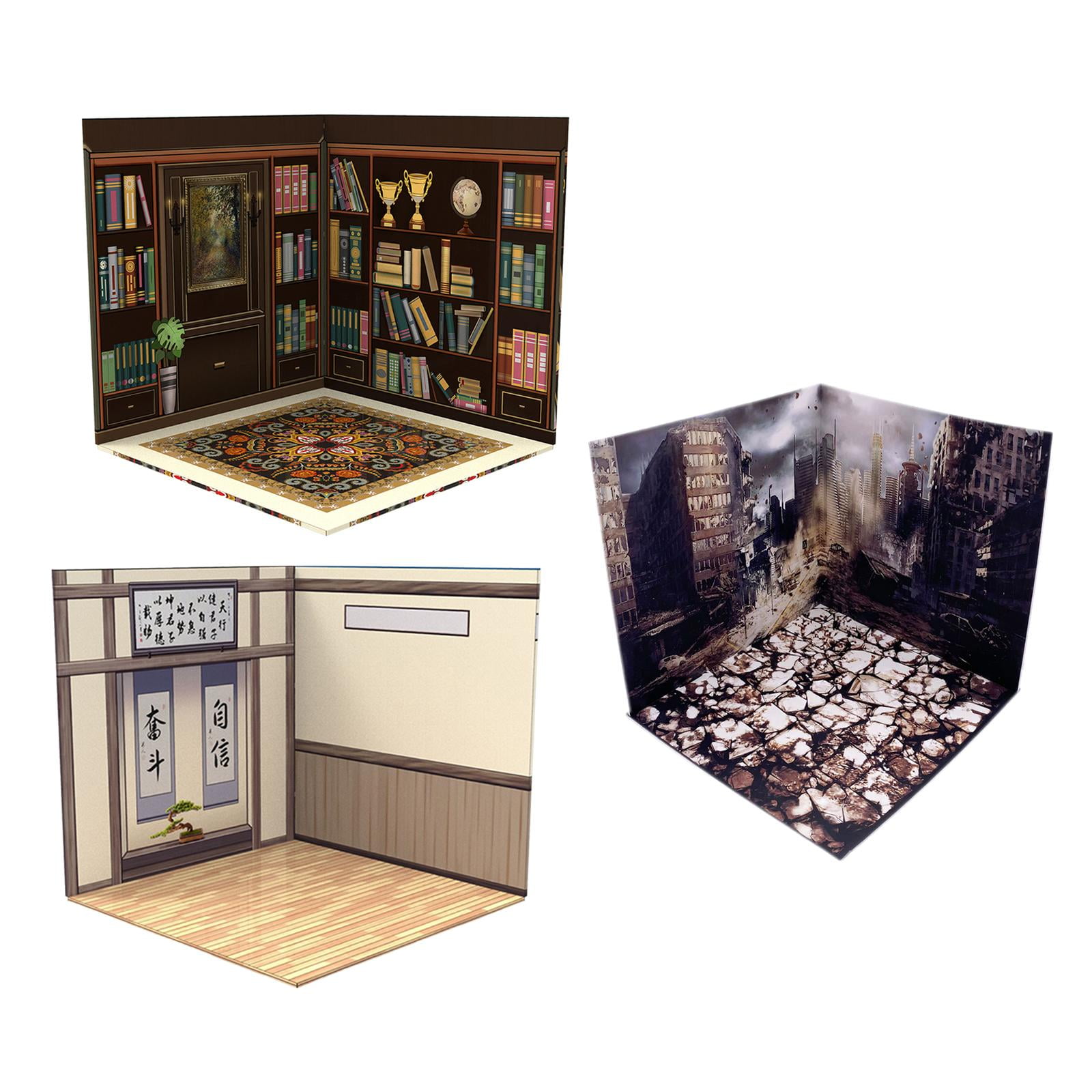 3x 1:12 Scale Action Figures Backdrop Collection Vehicle Scene Toy ...