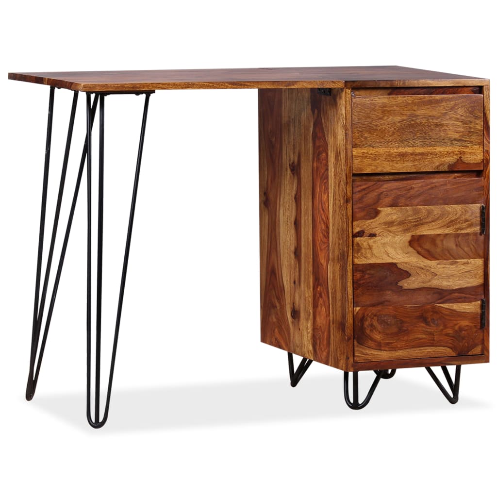 vidaXL Writing Desk with 1 Drawer and 1 Cabinet Solid Sheesham Wood ...