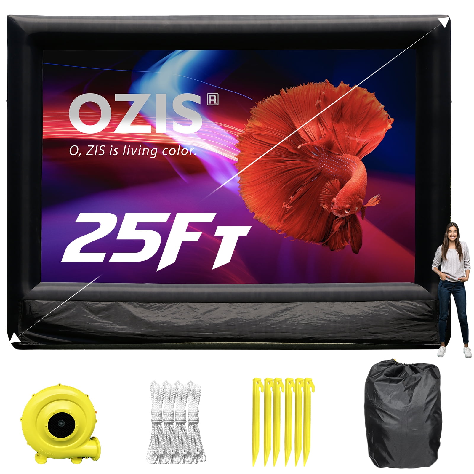 Buy OZIS 25Ft Inflatable Outdoor Projector Movie Screen Blow up with ...